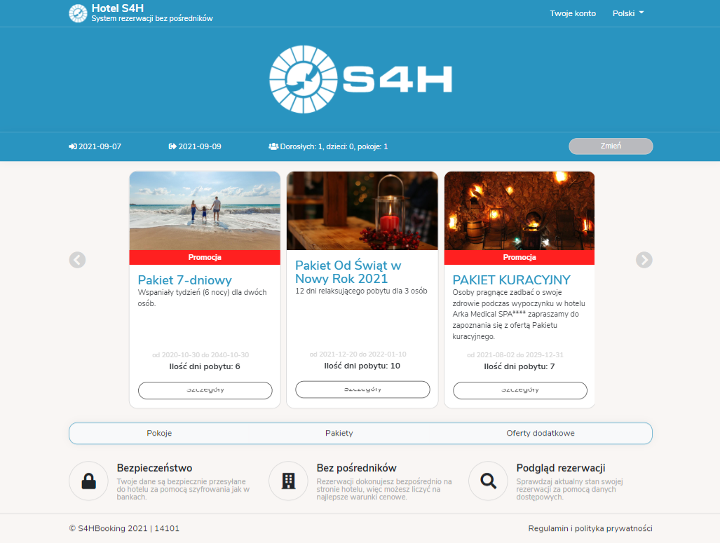 S4H HotelOnline Booking - System rezerwacji pokoi online na stronie www | S4H